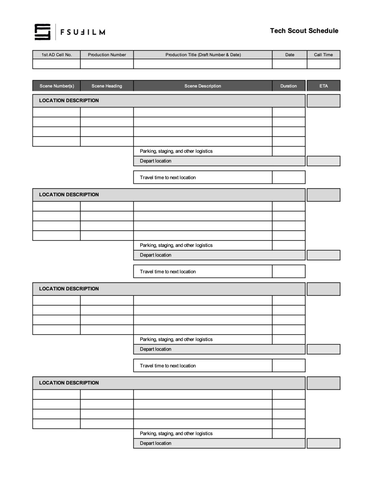 Tech Scout Schedule – FSUFILM Handbook